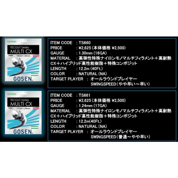 18SS GOSEN ゴーセン テックガット マルチ CX 16 ロール テニス ガット