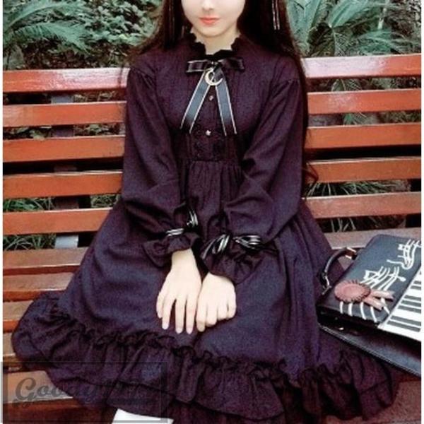 ゴスロリ ワンピース 黒 ドレス ロリィタ 半袖 長袖 膝丈 Lolita ゴスロリ ワンピース 黒 ドレス ロリィタ 半袖 長袖 膝丈 Lolita
